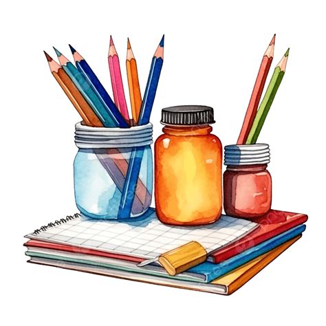 수채화 그림 노트 학용품 학생 문방구 설계 Png 일러스트 및 이미지 에 대한 무료 다운로드 Pngtree