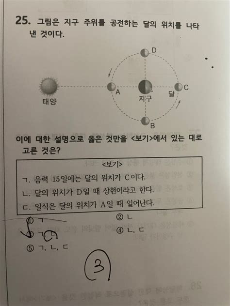 중2과학 달의 위상 문제 풀이 해주세여 지식in