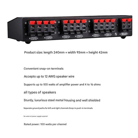 6 Way Stereo Speaker Selector Switch Amplifier Selector Bidirectional