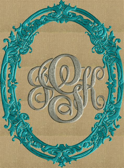 Baroque Scroll Font Frame Monogram Embroidery Design Font Not Included EMBROIDERY DESIGN FILE