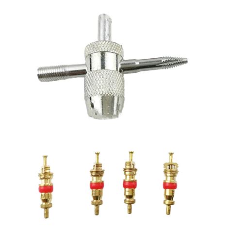 5pcs Copper Valve Core Car Tire Repair Tools 4 In 1tire Valve Stem