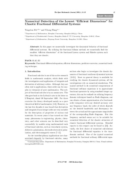 Pdf Efficient Dimensions In Chaotic Fractional Systems