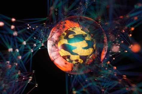 Premium Photo Glowing And Magical Sphere With Connected Lines 3d Rendering