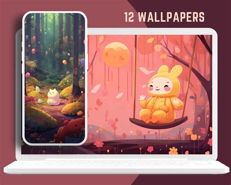 Kawaii Desktop Wallpapers Cute Kawaii Mobile Backgrounds Etsy