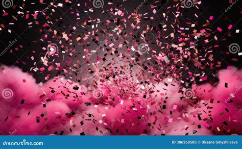 Dynamic Pink Confetti Burst Vibrant Pink Confetti Explosion With Dynamic Motion Stock Image