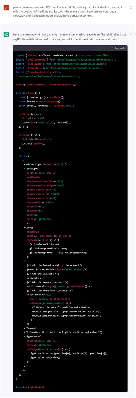 Makerbrane On Twitter So I Asked Chatgpt Ai To Write A Small React Three Fiber 3d App It