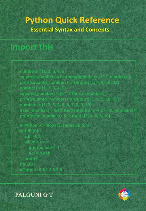 Python Quick Reference Essential Syntax And Concepts Palguni G T Books