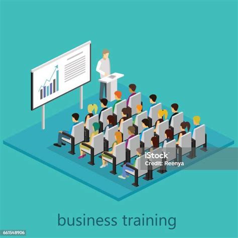 비즈니스 회의 회의장에서 Office 비즈니스 프레 젠 테이 션 회의에서 사람들이 스피커 들 3차원 형태에 대한 스톡 벡터 아트 및 기타 이미지 Istock