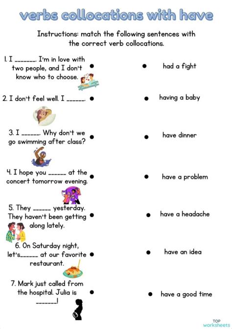 Verbs Collocations With Have Worksheet Interactive Worksheet Topworksheets