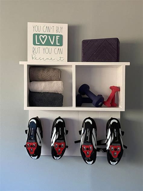 Workout Room Shelf With 2 Cubbies Etsy Peloton Shelves Peloton