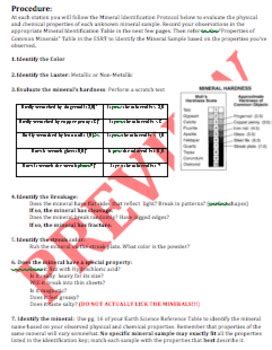 Lab Mineral Identification By NYC Earth Science TpT