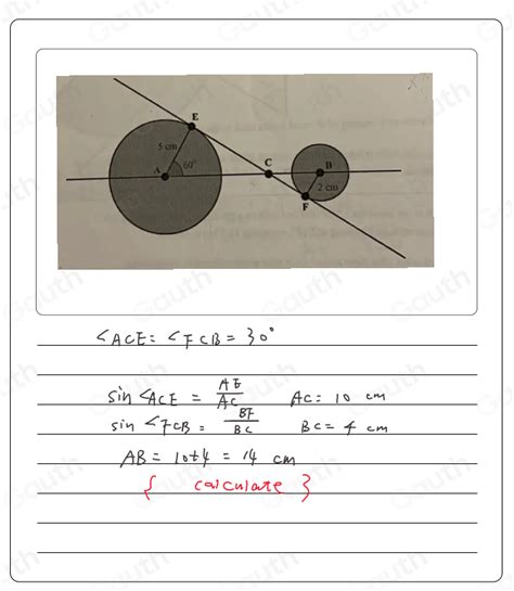 Solved Two Circles Centered At A And B Have Radii Cm And Cm Respectively EF Is Tangent