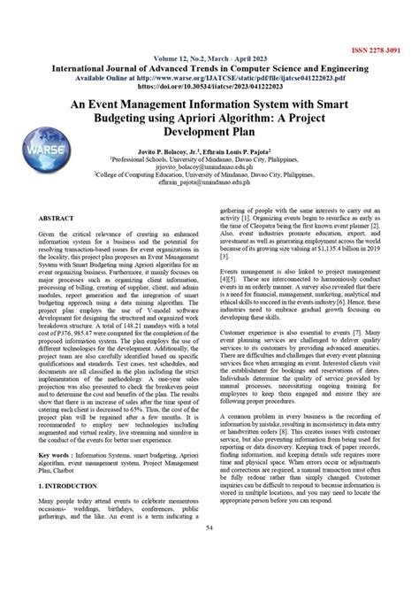 Pdf An Event Management Information System With Smart Budgeting Using