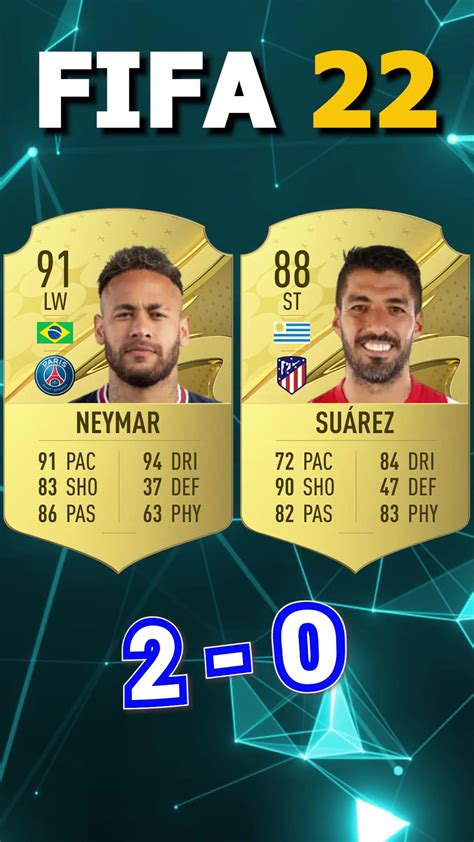 内马尔vs苏亚雷斯的历年fifa游戏🎮数据对决！ 直播吧
