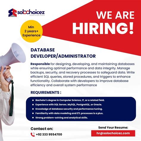Hiring Dba Databaseadministrator Databasedeveloper Solochoicez