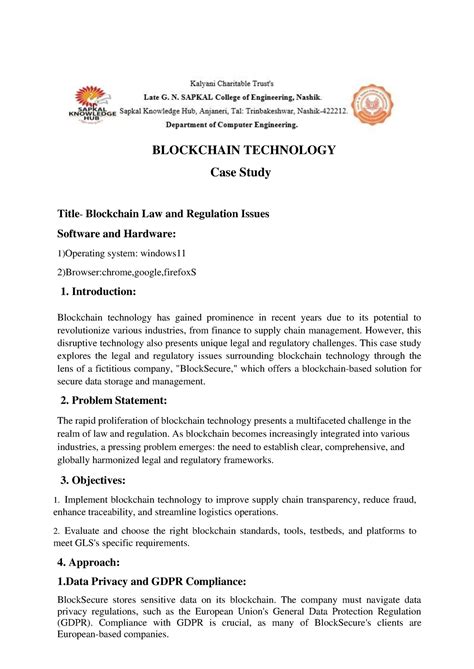 Adiii BT Case Study BLOCKCHAIN TECHNOLOGY Case Study Title Blockchain Law And Regulation