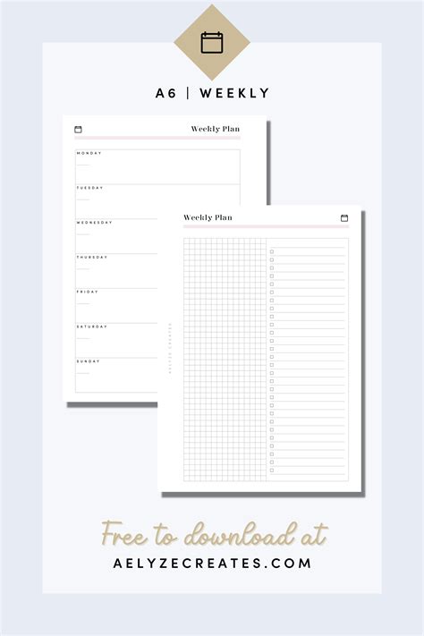 Free A6 Printable Planner Pages