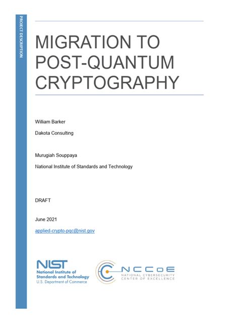 Pqc Migration Project Description Draft Pdf Cryptography Key Cryptography