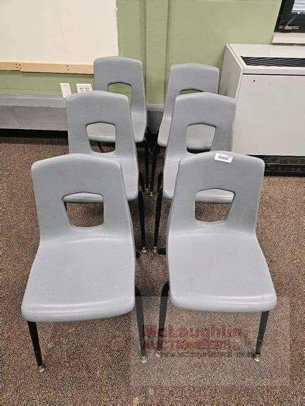 Gray Stackable School Classroom Chairs Plastic With Metal Legs Open