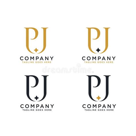Luxury Letters Pj Jewellery Fashion Monogram Stock Illustration