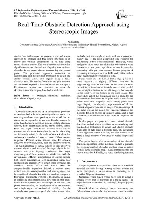 Pdf Real Time Obstacle Detection Approach Using Stereoscopic Images