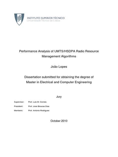 Msc Joao Lopes Performance Analysis Of Umts Hsdpa Rrm Algorithms