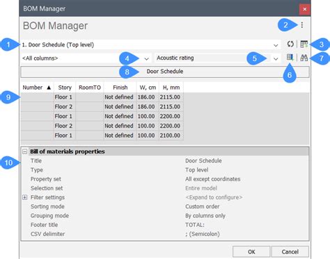 Adding Bim Schedules Using Bom Templates Bricscad Bim Bricsys Help