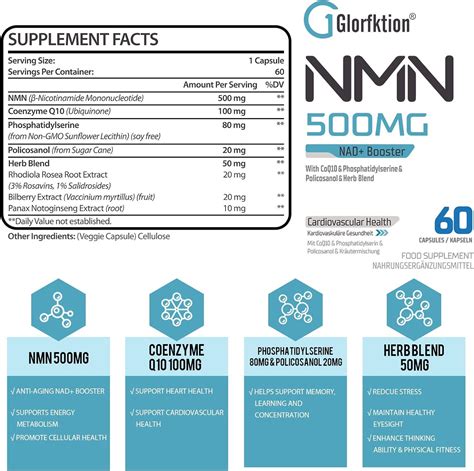 Nad Supplement 750mg Capsules With Coenzyme Q10 All 7 Key Ingredients