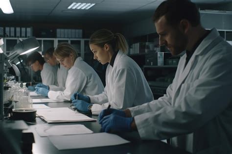 Premium Ai Image Team Of Scientists Working In A Laboratory Carefully