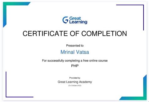 Mrinal Vatsa On Linkedin Thanks Great Learning For This Free Online Php Course It Help Me To Boost
