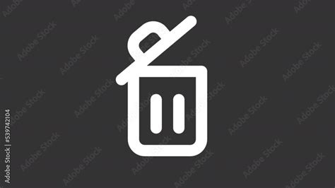 Animated Trashcan White Line Ui Icon Delete Button Seamless Loop HD Video With Alpha Channel