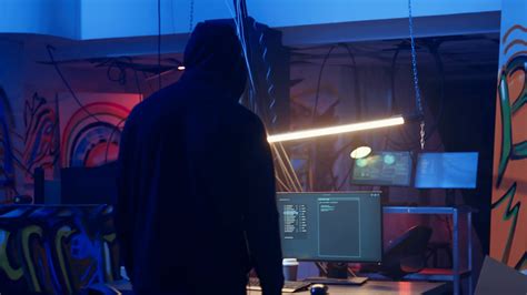 Hooded Hacker Arriving In Hidden Underground Stock Footage Sbv