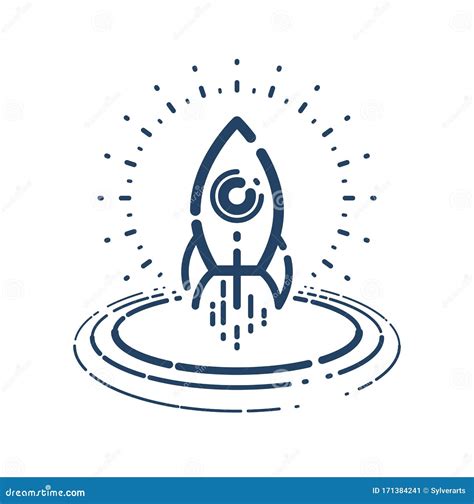 Rocket Launch Vector Simple Linear Icon Missile Start Up Business Line