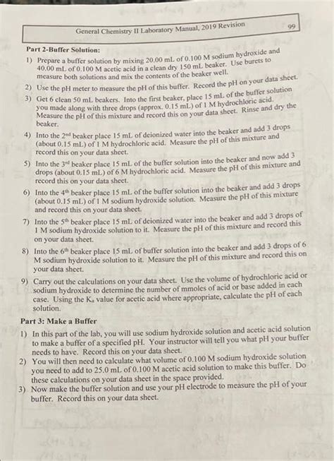 Solved Hydrolysis And Buffers 104 Part 2 Buffer Solution