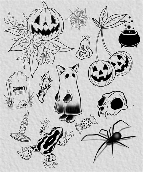 Spooky Halloween Tattoo Flash