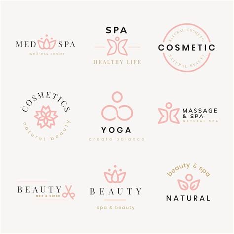 뷰티 스파 로고 크리에이 티브 현대적인 디자인 벡터 세트 무료 벡터