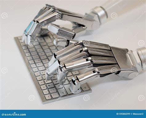 Robot Typing On Keyboard Stock Image Image Of Automation 59386599