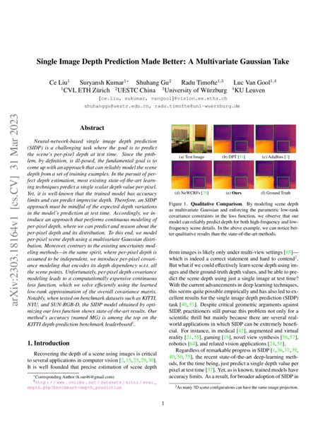 Single Image Depth Prediction Made Better A Multivariate Gaussian Take Deepai