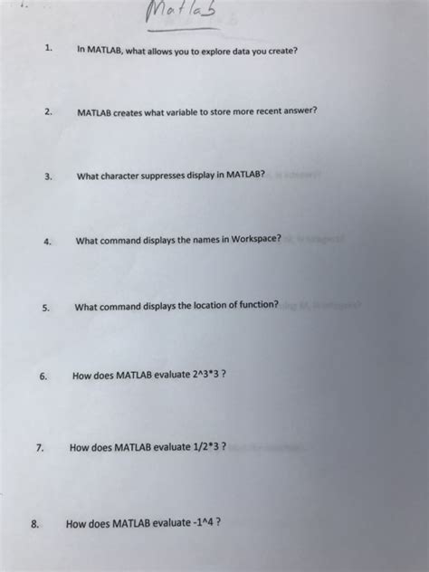 Solved Matlab 1 In Matlab What Allows You To Explore Data