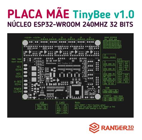 placa mks tinybee v1 0 esp32 32bits com wifi impressora 3d frete grátis