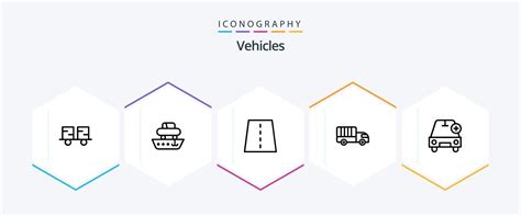 Vehicles 25 Line Icon Pack Including Transport Delivery Transport Highway Creative 16252522