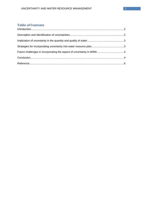 Uncertainty And Water Resource Management