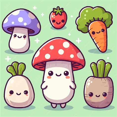 Vector Libre Cute Kawaii Setas Ilustración De Icono De Dibujos Animados