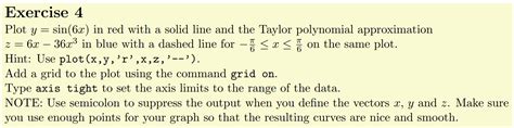 solved exercise 4 plot y sin 6x in red with a solid line