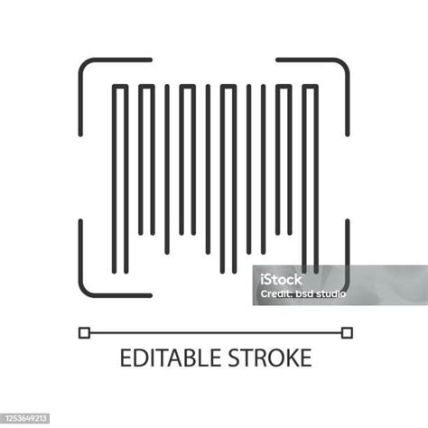 바코드 픽셀 완벽한 선형 아이콘 범용 제품 코드 품질 관리 항목 얇은 선 사용자 정의 일러스트레이션 윤곽 기호입니다 벡터 격리 된 윤곽선 도면입니다 편집 가능한 스트로크
