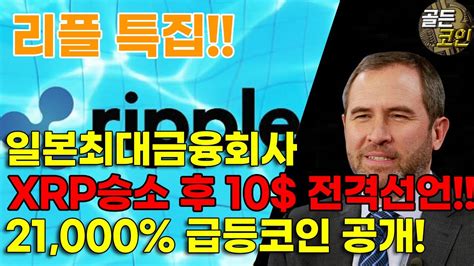 리플 리플 일본최대금융회사에 러브콜 리플 승소 후 10 간다 전격 선언 21000 급등코인까지 공개합니다
