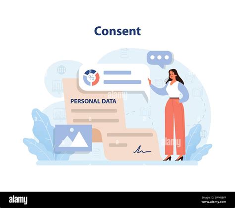 Consent Concept Illustration A Professional Woman Gestures Towards A