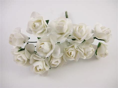 ᐉ Квітка для декору та рукоділля Троянда з дротом 12 шт пучок Біла Kv 733 • Краща ціна в