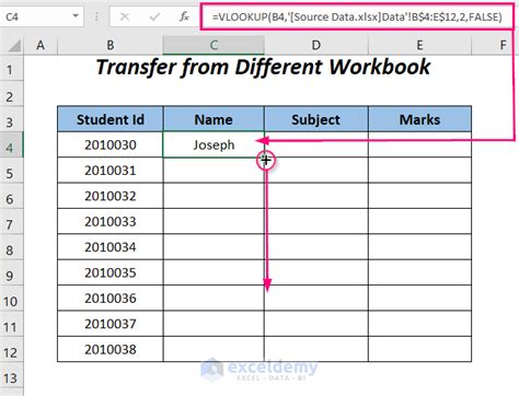 transfer data from one excel worksheet to another automatically with