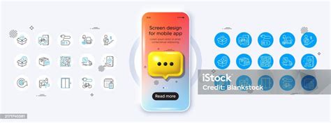 미로 전기 자전거 및 목적지 플래그 라인 아이콘 웹 앱의 경우 인쇄 3d 채팅 아이콘이 있는 전화 모형 벡터 0명에 대한 스톡 벡터 아트 및 기타 이미지 Istock